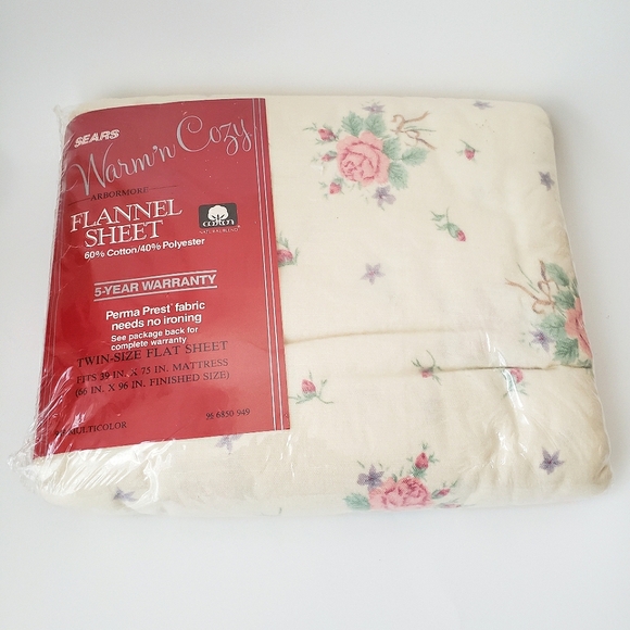 Sears | Bedding | Vintage Sears Warm N Cozy Floral Flannel Twin Flat ...
